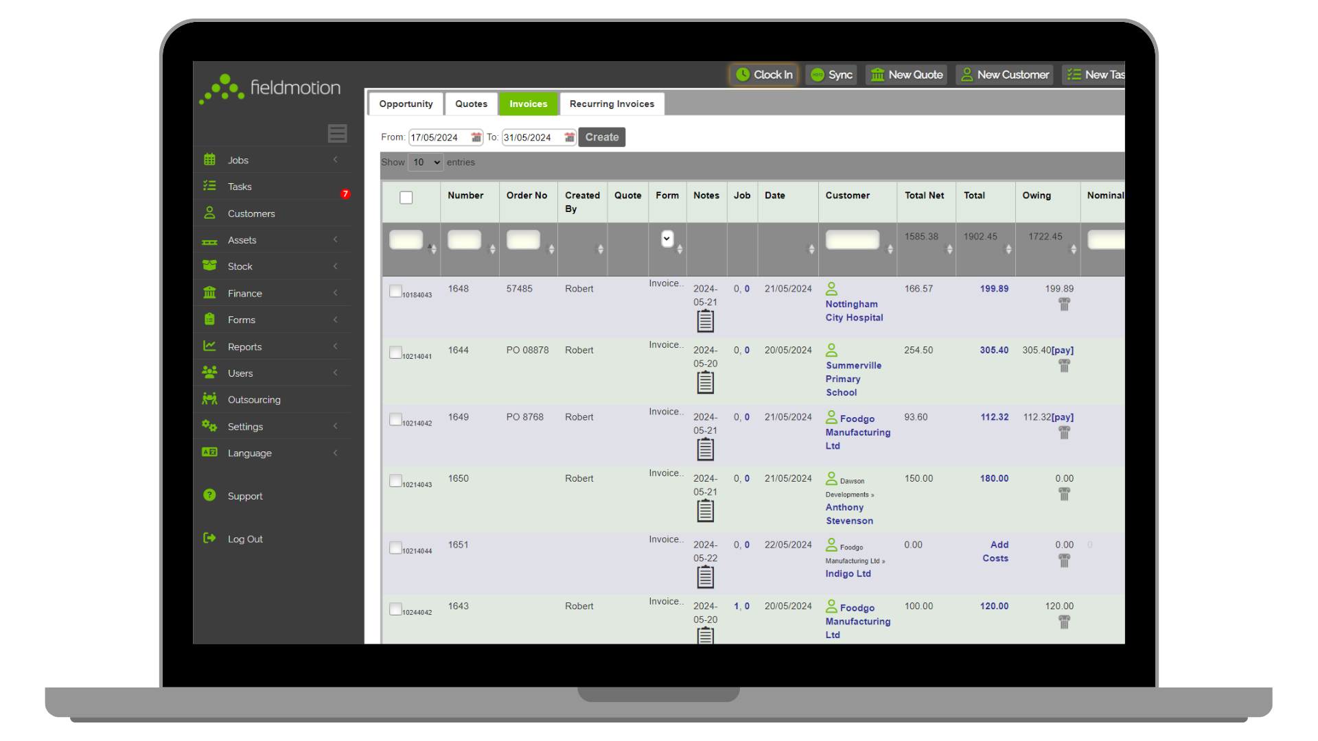 Invoicing - Fieldmotion