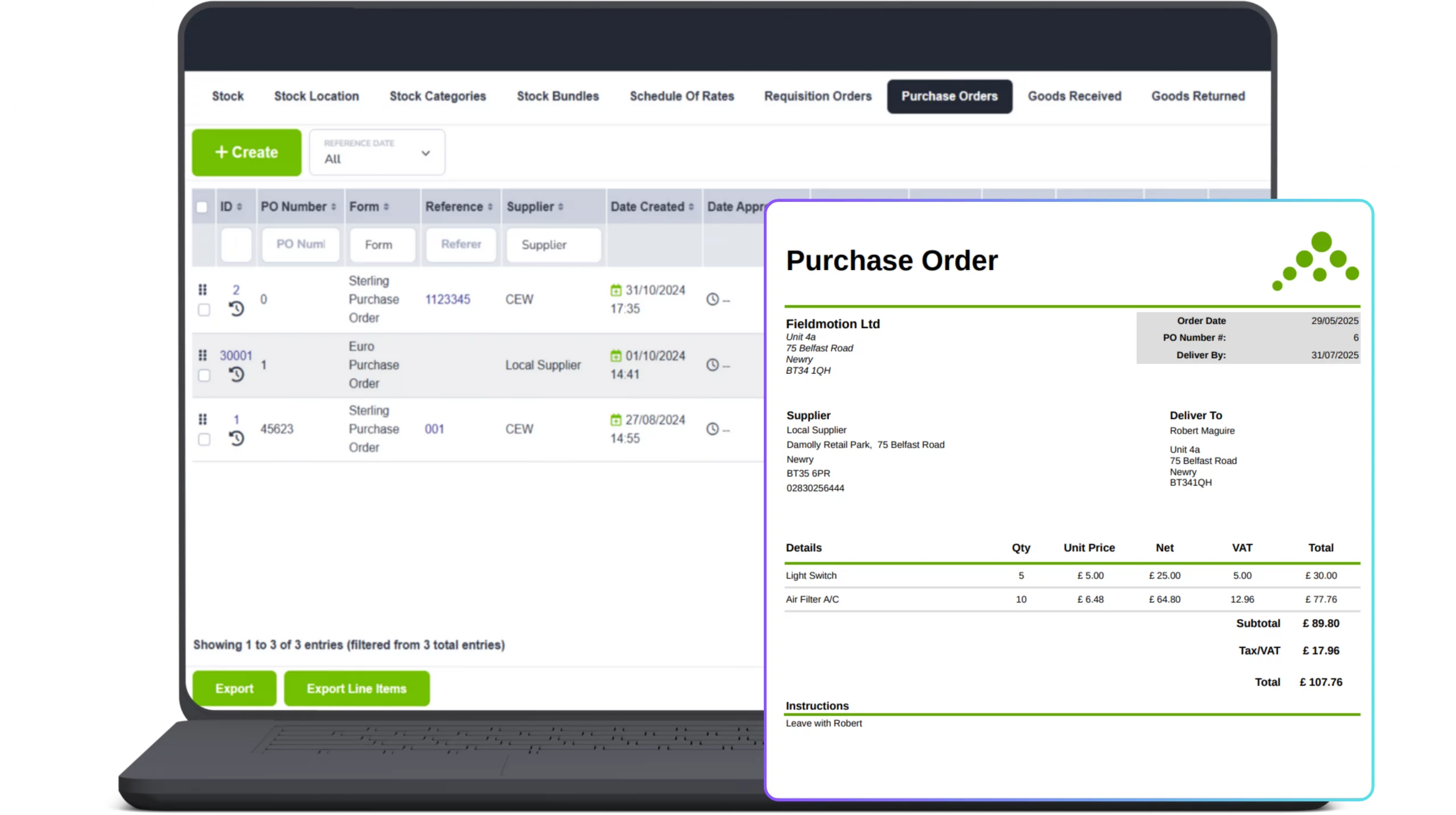 Purchase Orders - Fieldmotion
